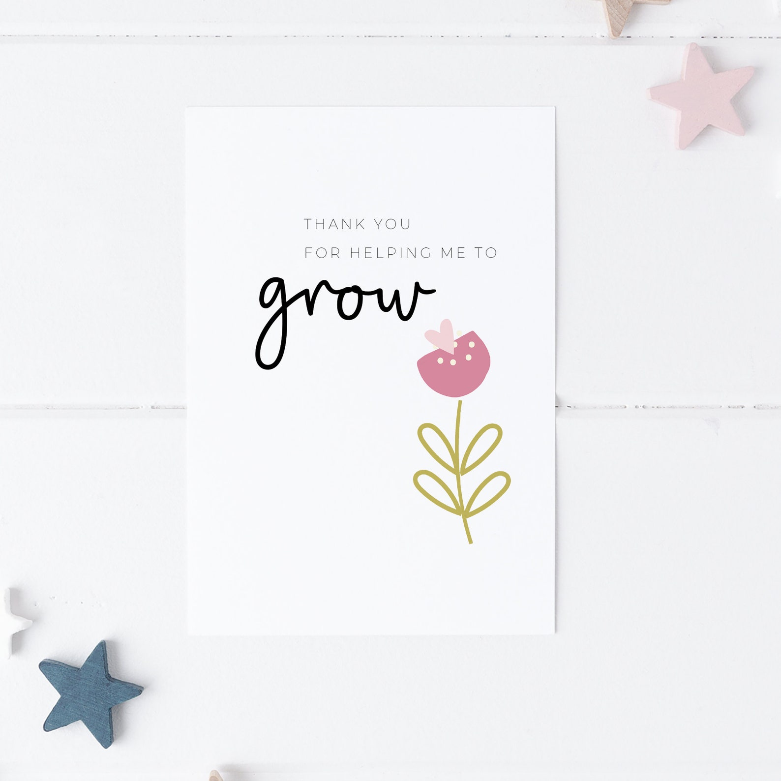 Flower Teacher Thank You Card, Teacher Appreciation, End of School Year ...