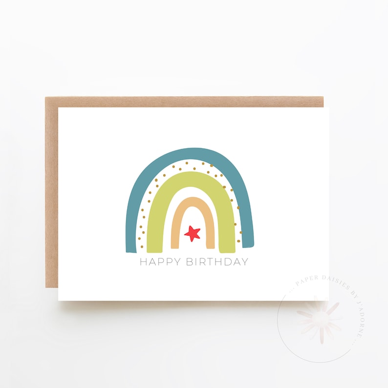 Happy Birthday Rainbow Card Digital Option Fun Birthday Card Birthday ...