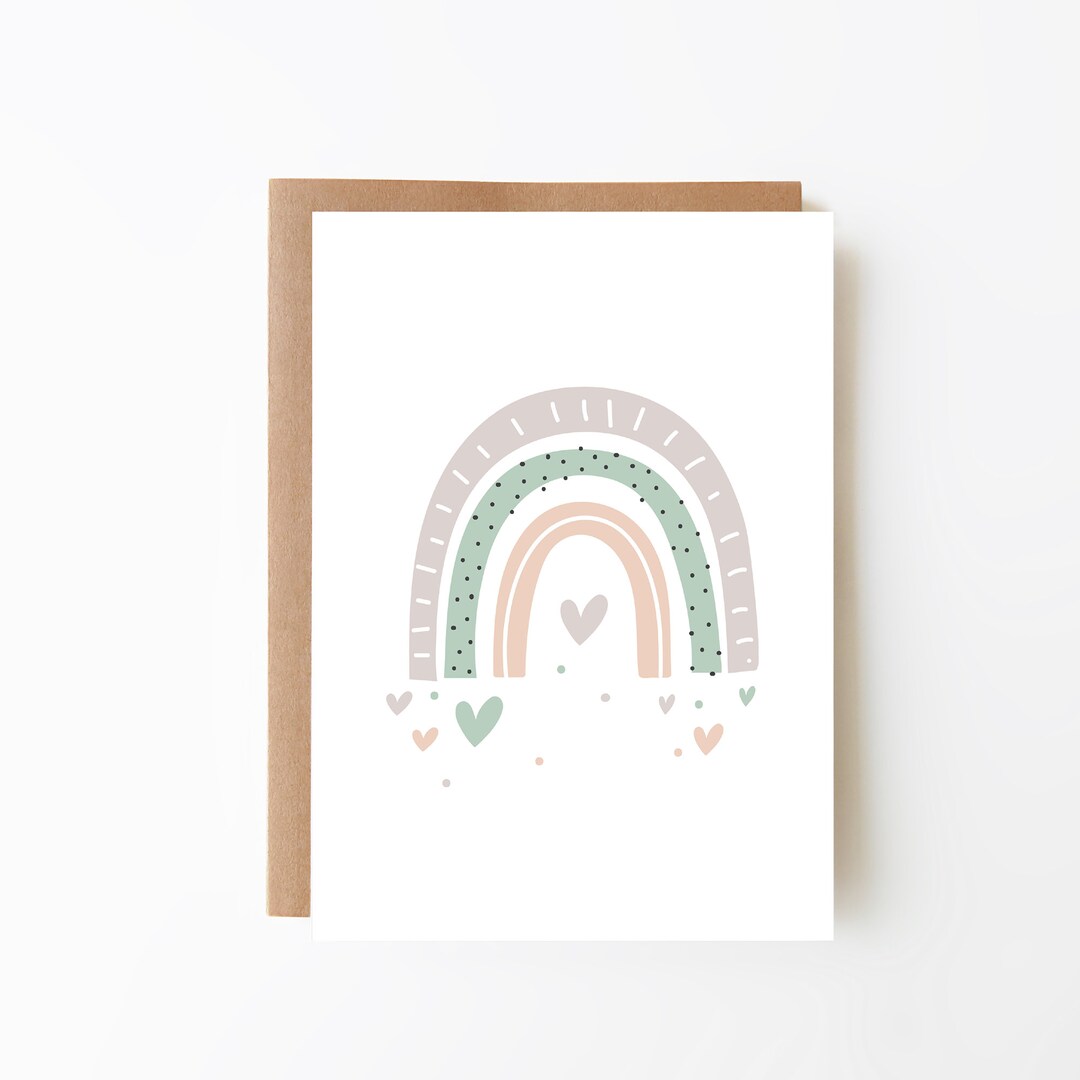 Rainbow With Hearts Card + Pastel Rainbow + Love Card + Digital ...