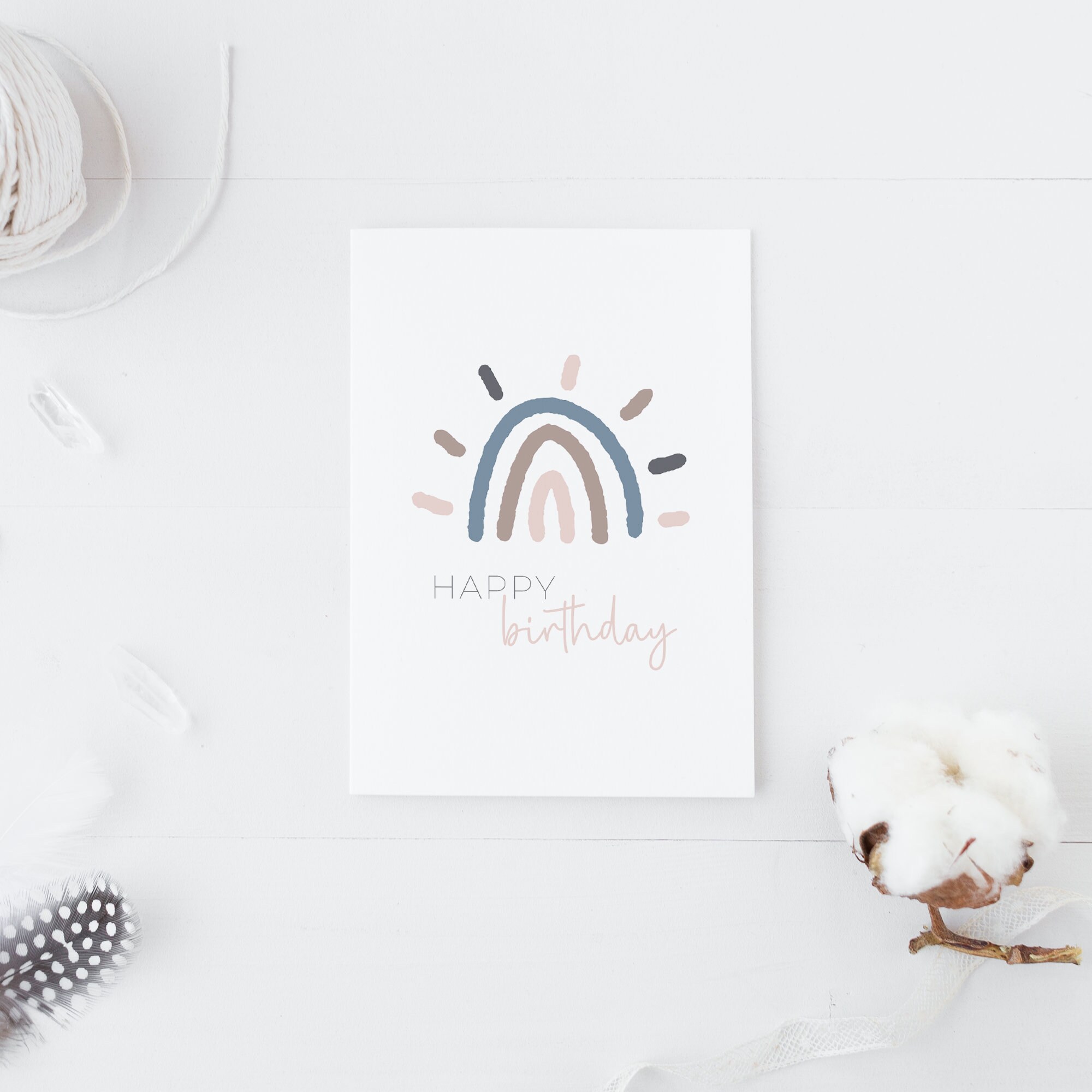 Boho Rainbow Birthday Card Happy Birthday Card for Girls - Etsy