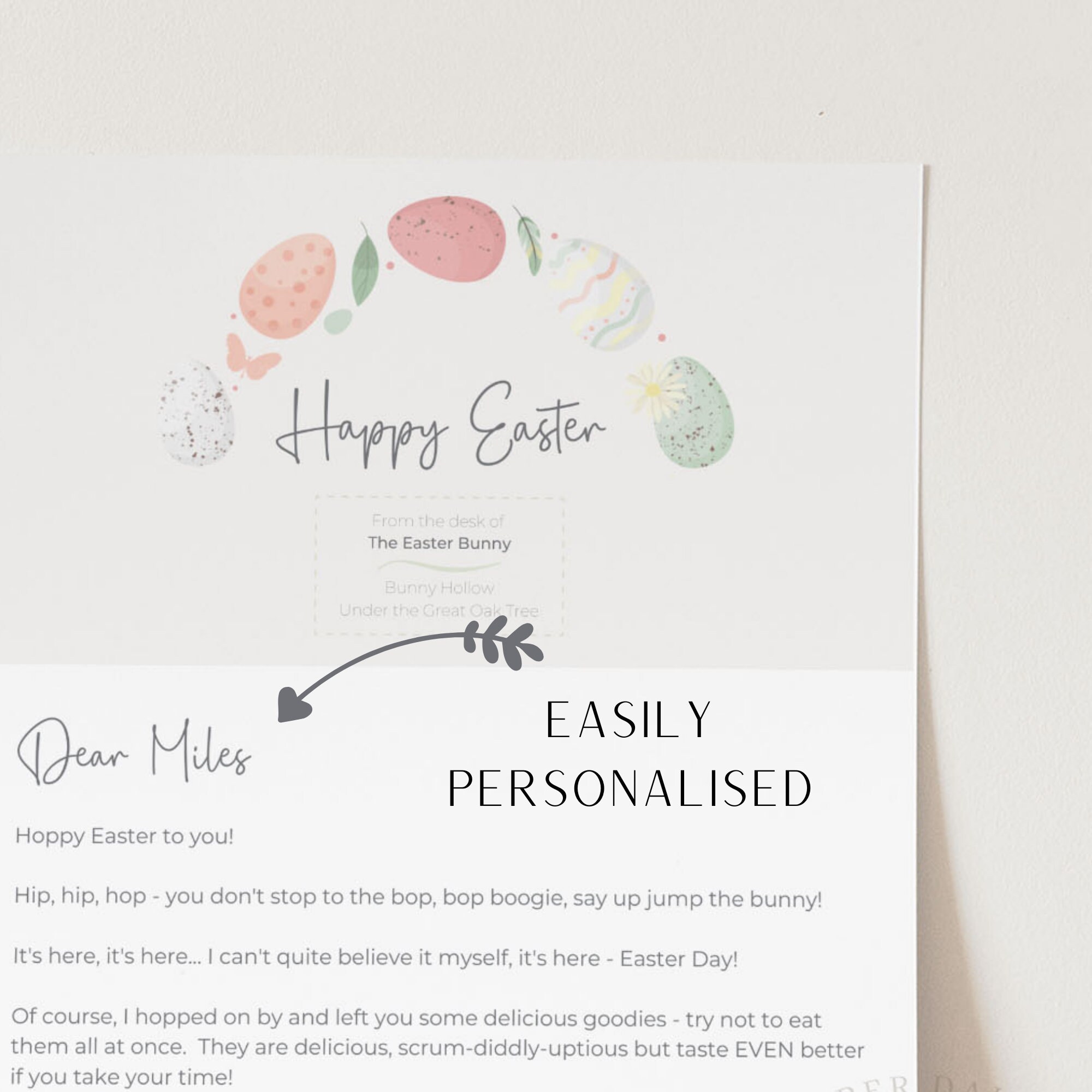 Personalised Editable Letter From the Easter Bunny INSTANT DOWNLOAD ...