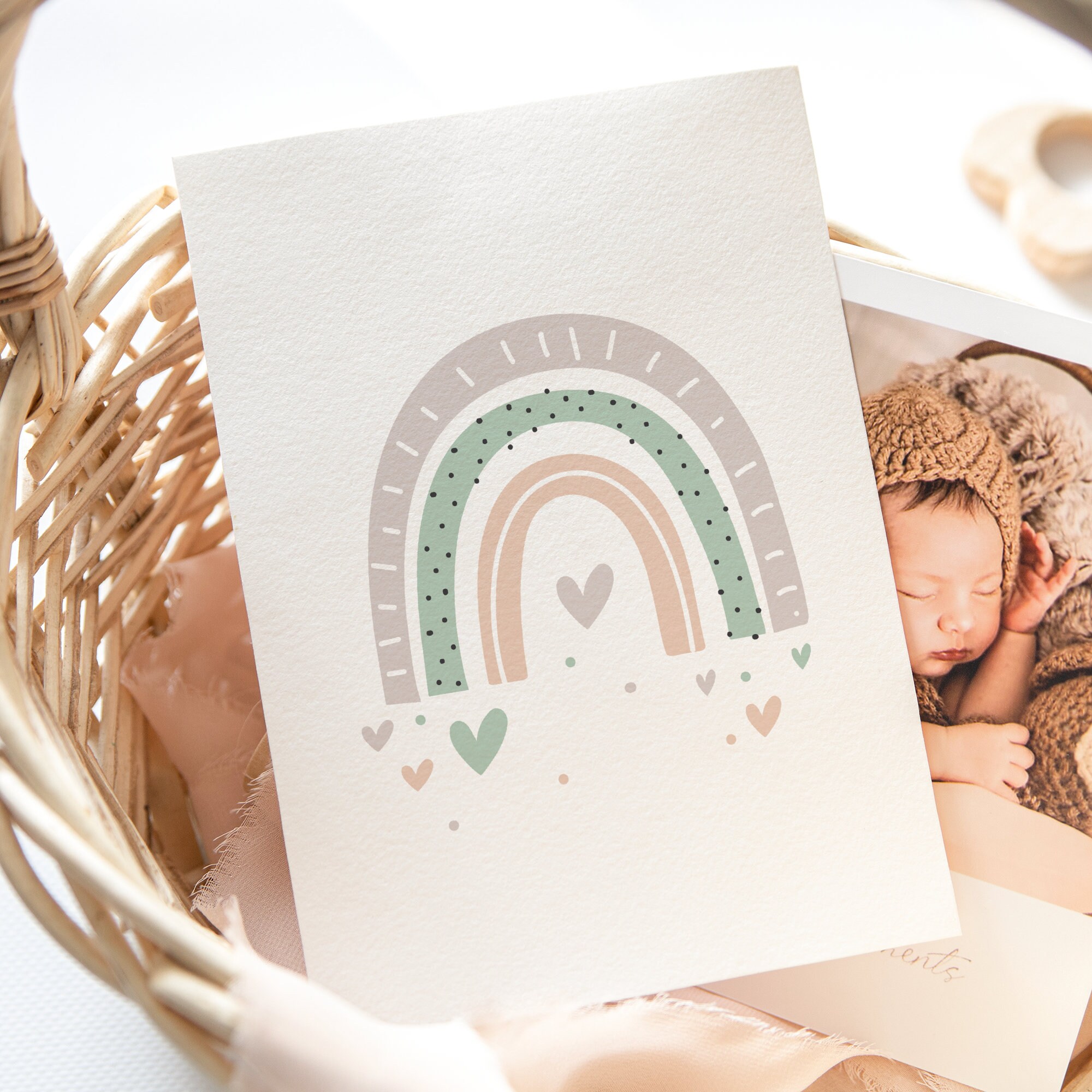 Rainbow With Hearts Card Pastel Rainbow Love Card Digital Download ...