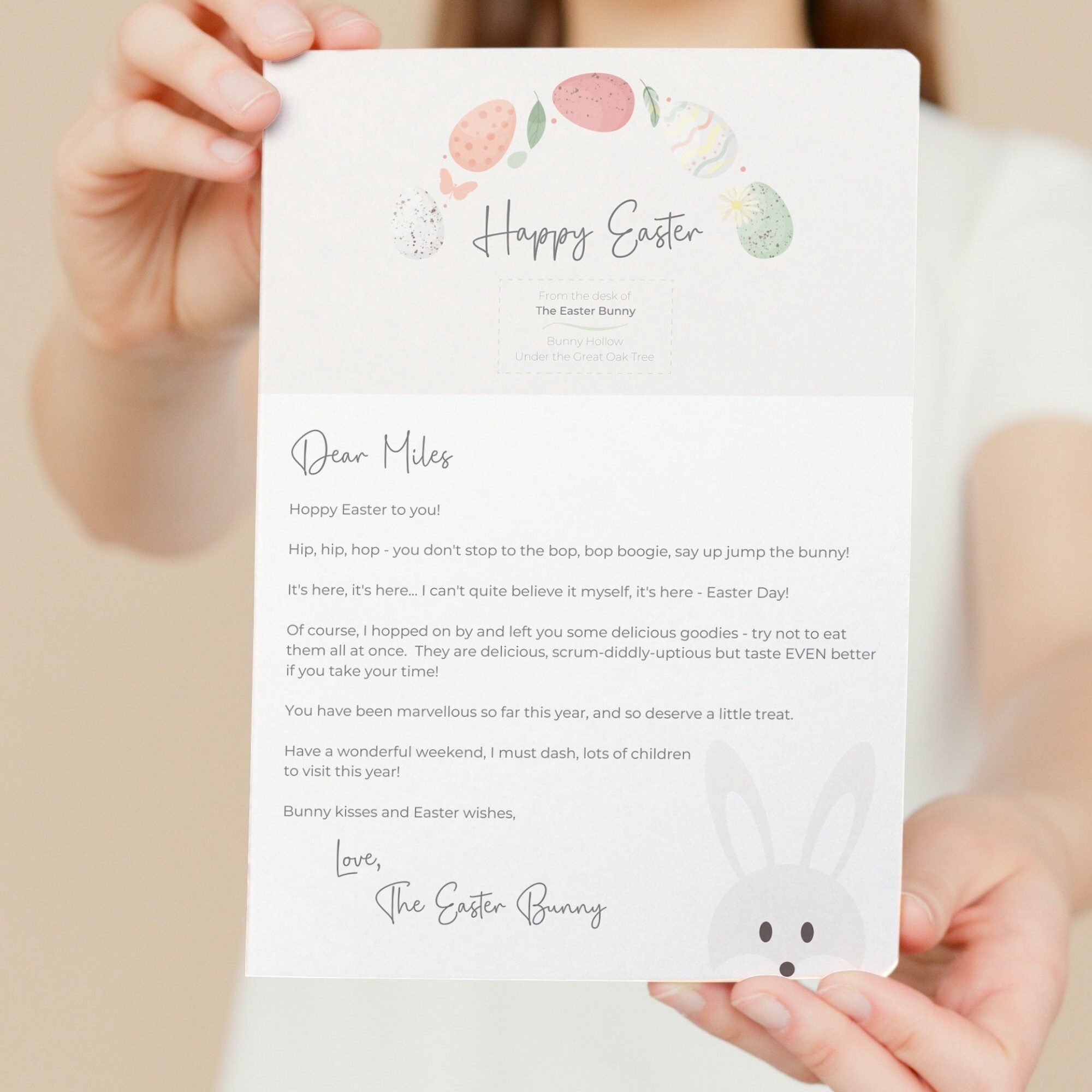 Personalised Editable Letter From the Easter Bunny INSTANT DOWNLOAD ...