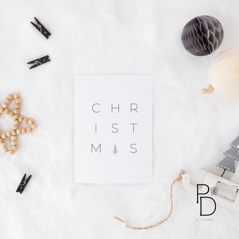 Simple Christmas Card - Minimalistic Card + Digital Download Option ...