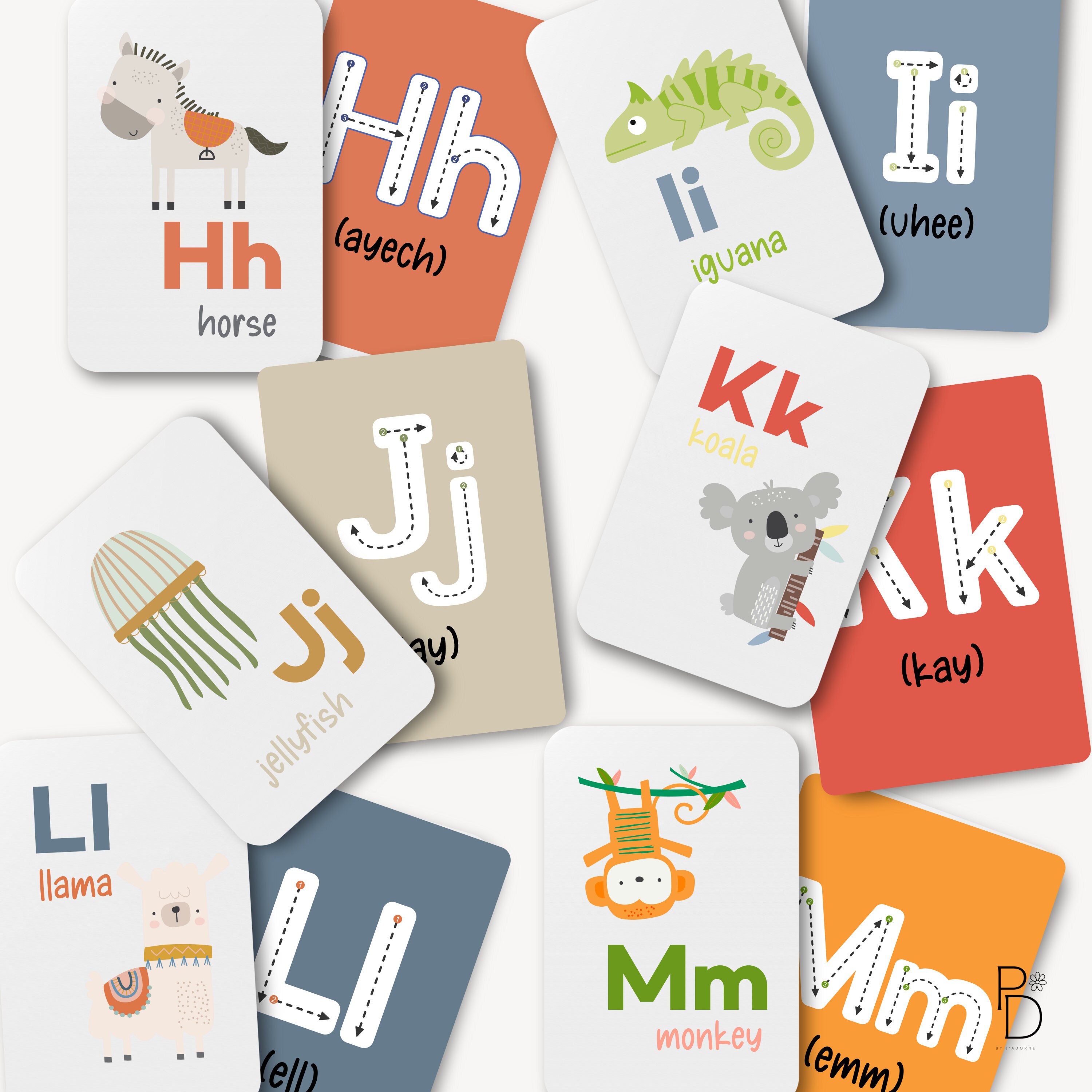 Animal Alphabet Flash Cards ABC Cards Educational Letter - Etsy