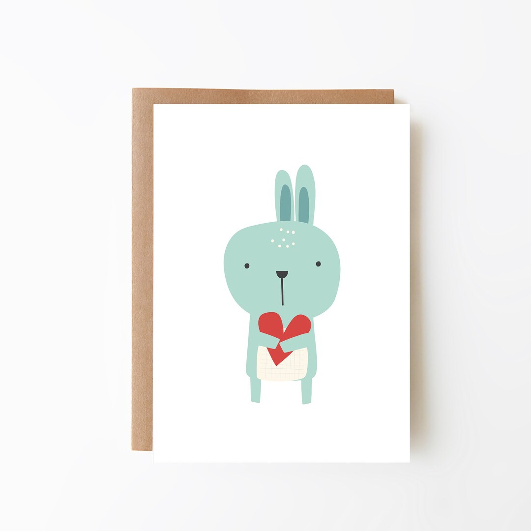Bunny Love Card Valentine's Day Engagement Card Digital Download Option ...