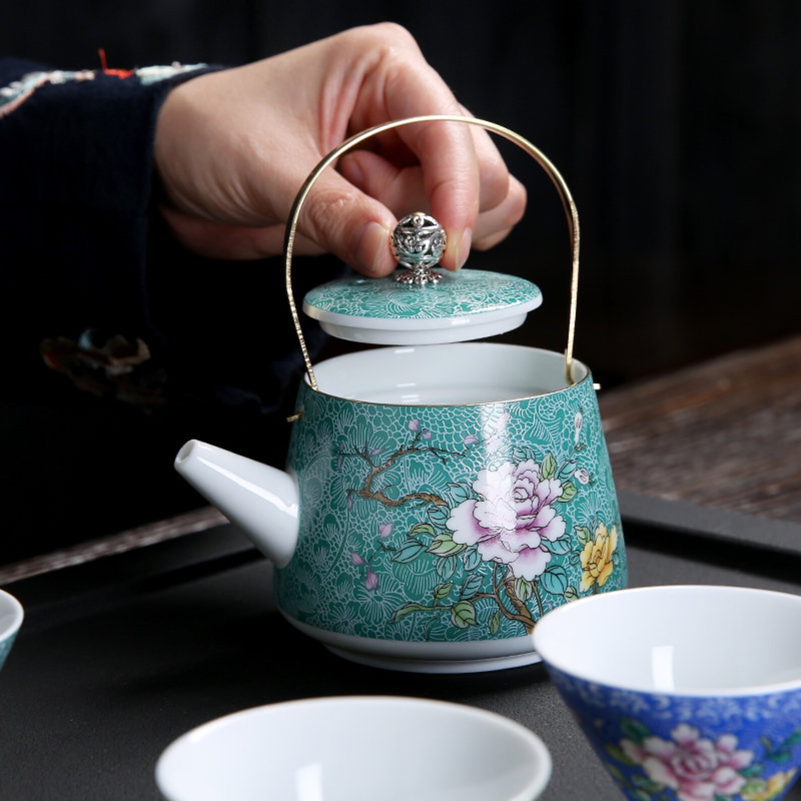 Oriental Peony Color Tea Set House Warming Gifts Tea Art - Etsy