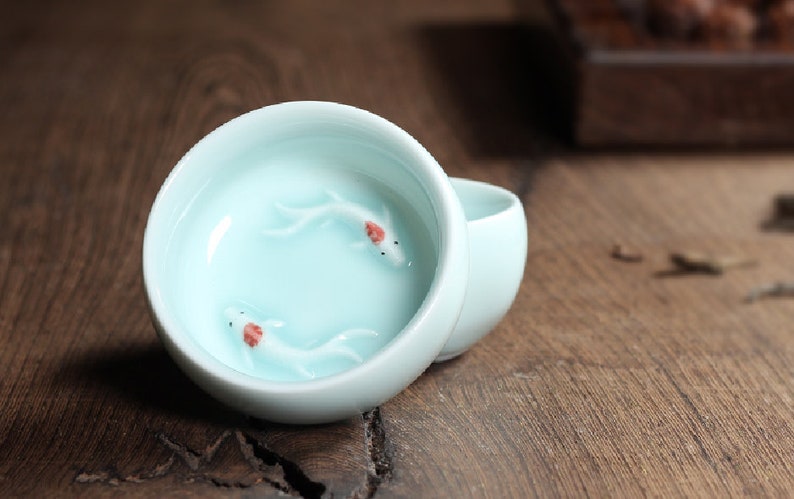 Oriental Double Koi Fish Design Ceramic Tea Set Teapot Tea - Etsy