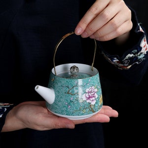 Oriental Peony Color Tea Set House Warming Gifts Tea Art - Etsy