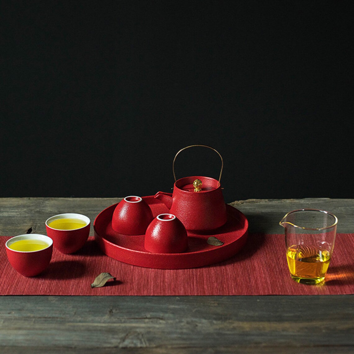 Handmade Oriental Red Ceramic Tea Set Teapot Tea Cups - Etsy