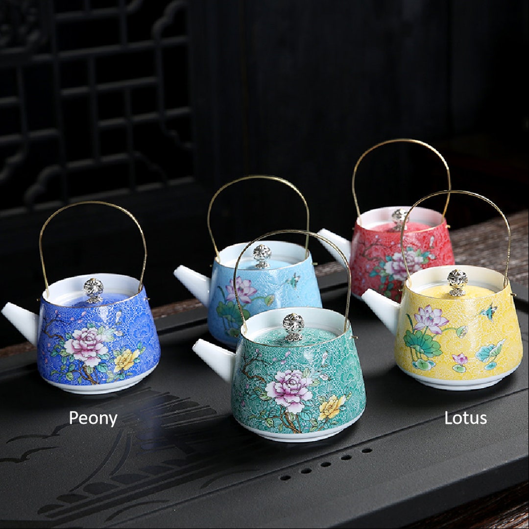 Oriental Peony Color Tea Set House Warming Gifts Tea Art - Etsy