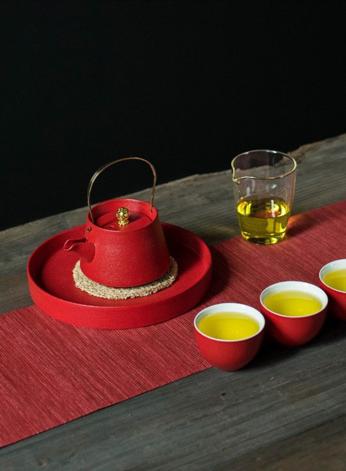 Handmade Oriental Red Ceramic Tea Set Teapot Tea Cups - Etsy