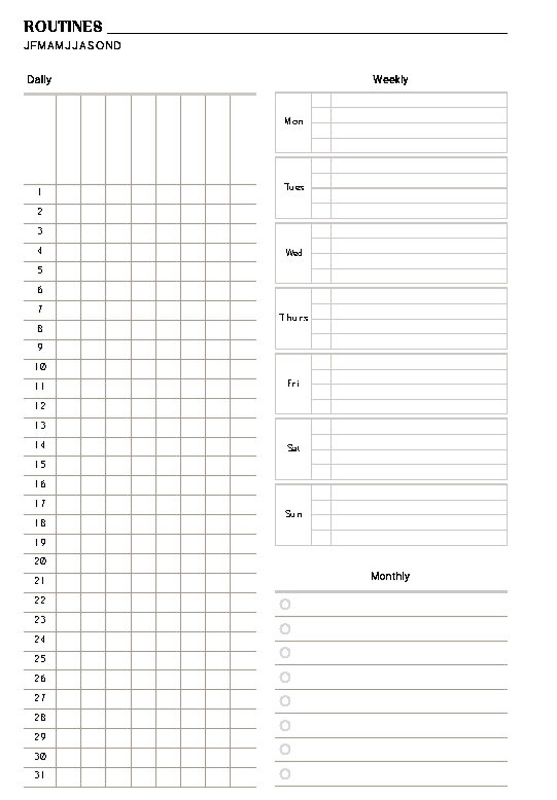 A5 Daily-weekly-monthly Routine Tracker Printable - Etsy