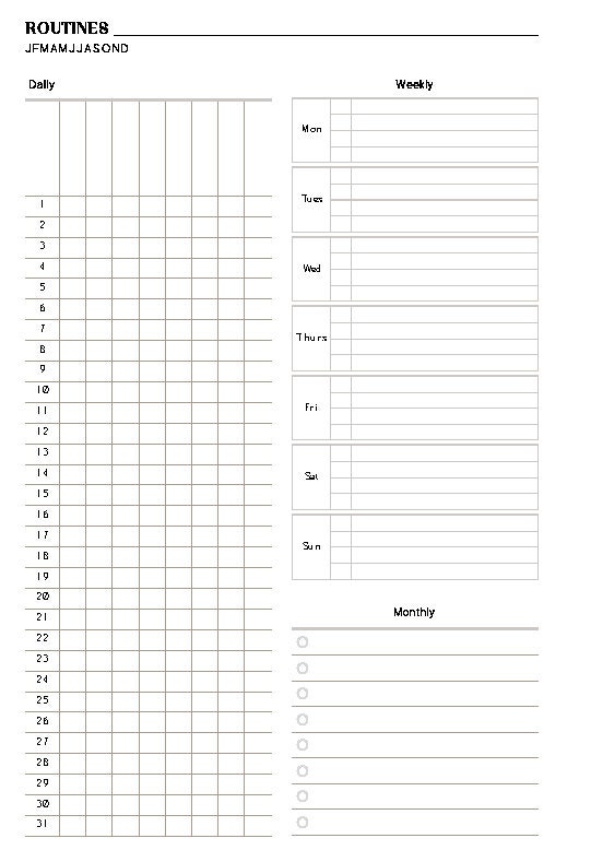 A5 Daily-weekly-monthly Routine Tracker Printable - Etsy