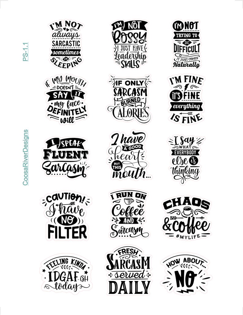 Sassy Sarcastic Printable Stickers for Planner or Bullet Journal - Etsy