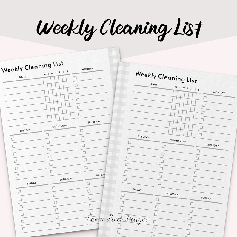 Printable Classic HP Daily/weekly Cleaning Checklist and Tracker Insert ...