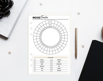 Mood Tracker Printable, Monthly Mood Tracker, Planner Inserts, US Letter, Half Letter, A4, A5 ...