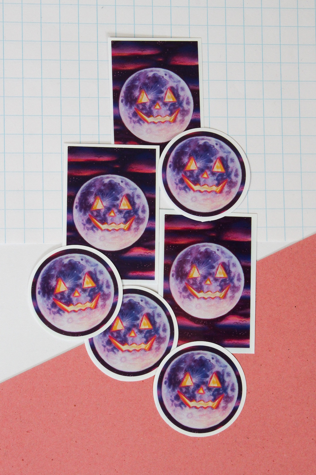 Jack O' Moon Sticker Cute Halloween Pumpkin Moon Sticker - Etsy