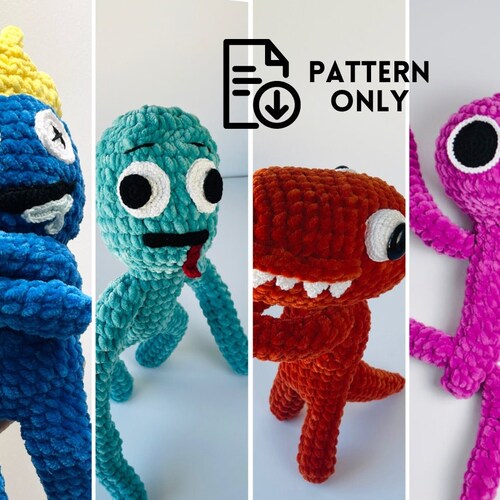 Rainbow Friends Blue and Green PDF Pattern. DIY Felt Softy - Etsy