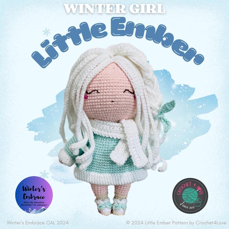 PDF Pattern - Crochet Doll Toys | Winter Girl Little Ember (ember Glow ...