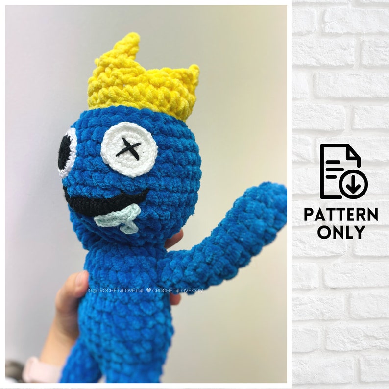 PDF Pattern Crochet Stuffed Dolls Toys Blue Roblox - Etsy