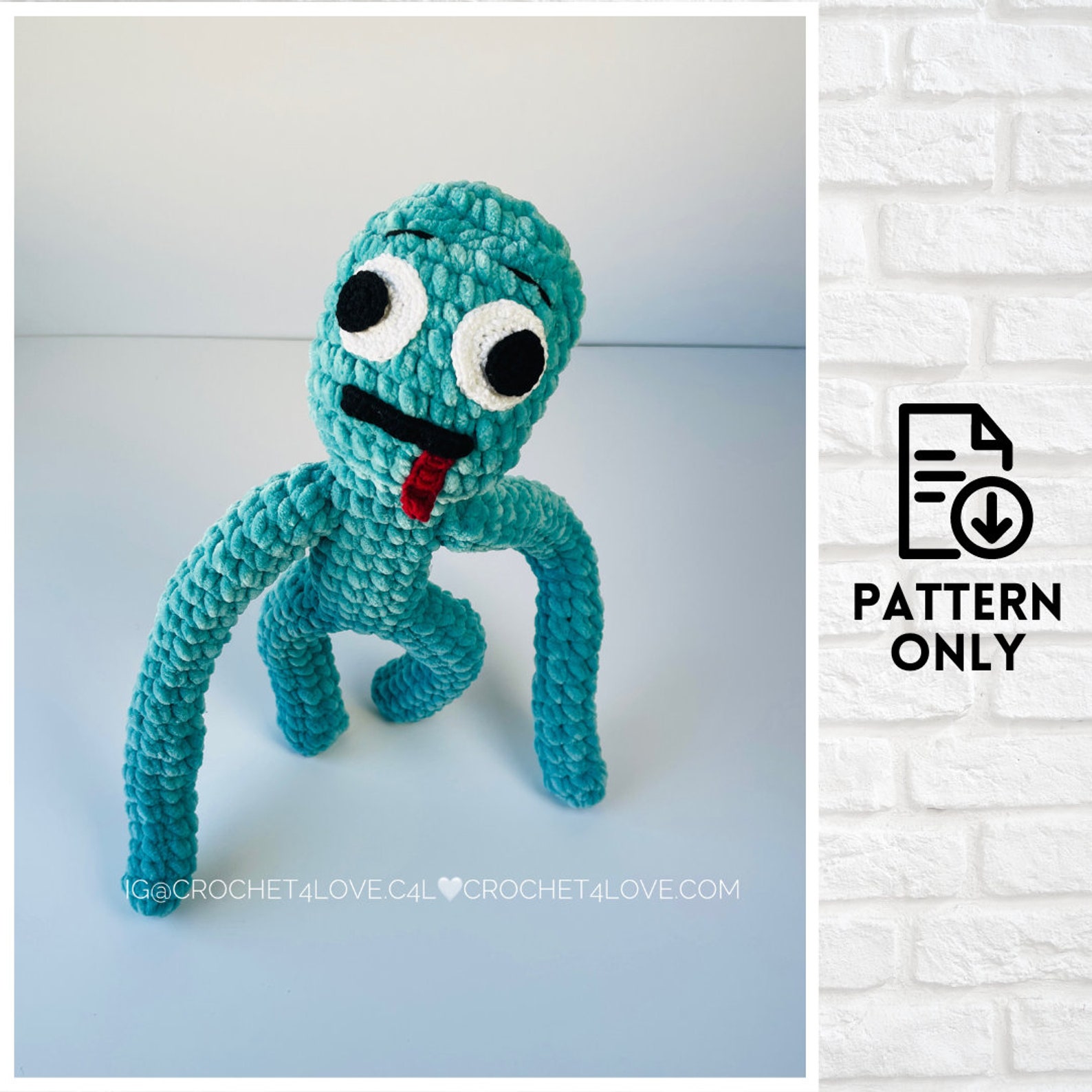 PDF Pattern Crochet Stuffed Dolls Toys Green Roblox - Etsy