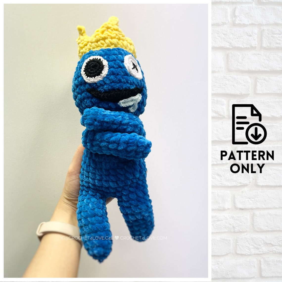PDF Pattern Crochet Stuffed Dolls Toys Blue Roblox - Etsy