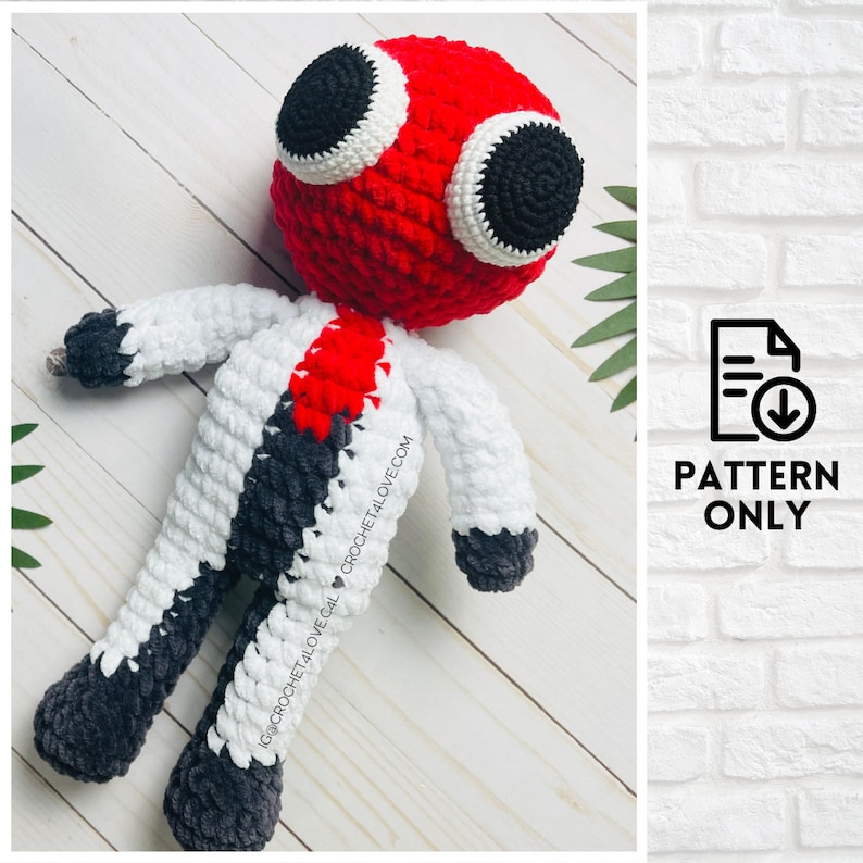 PDF Pattern - Crochet Stuffed Dolls Toys - Red - Roblox Rainbow Friends ...