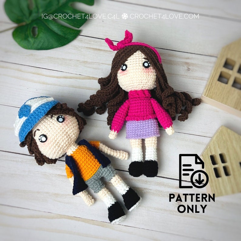 PDF Pattern Dipper & Mabel Amigurumi Dolls - Etsy