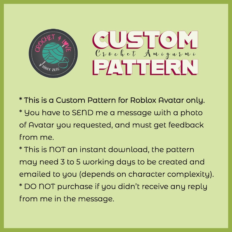 Custom Crochet Roblox Avatar Pattern - Etsy