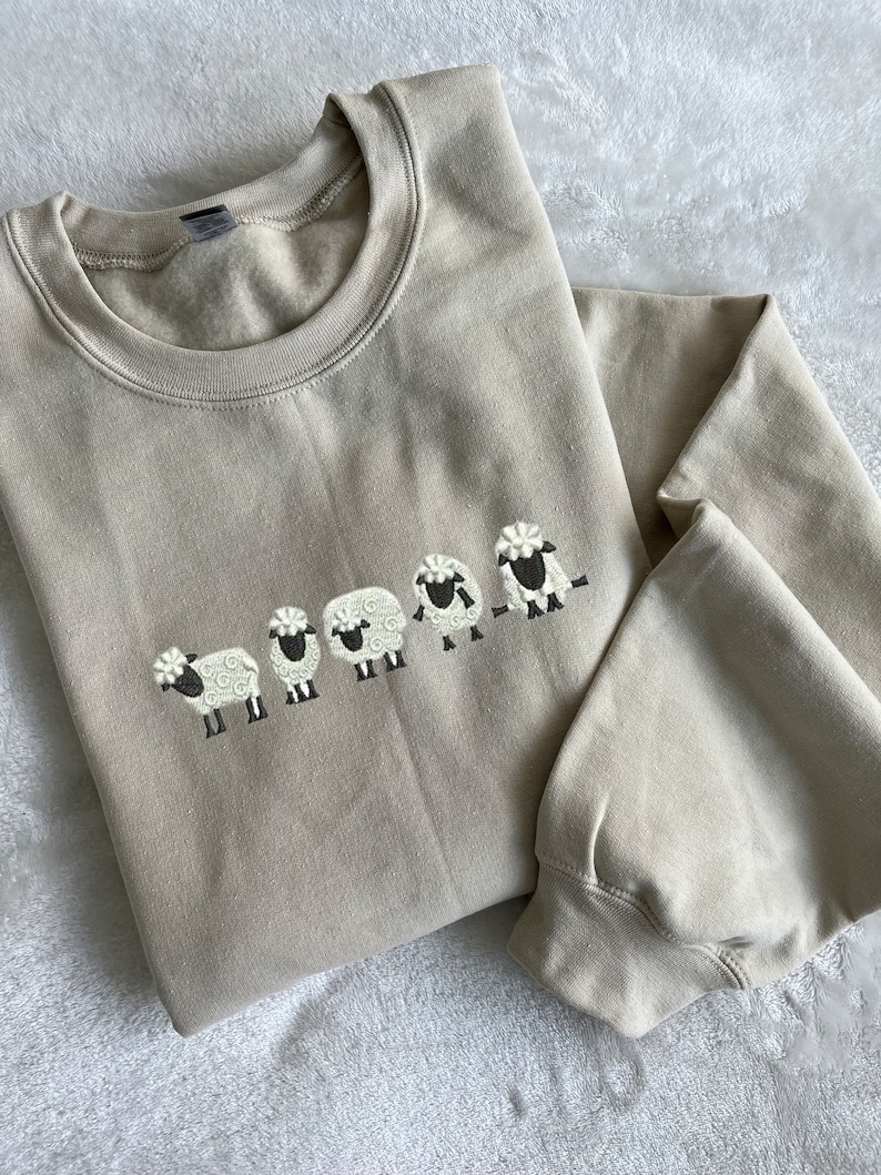 Cute Little Embroidered Sheep Sweatshirt | Sheep Farm Tee Shirt Gift - Etsy