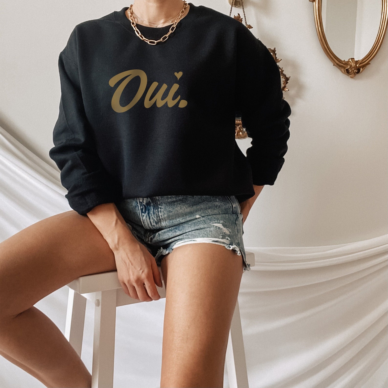 French Oui Black White Paris Chic Fashion Sweatshirt - Etsy