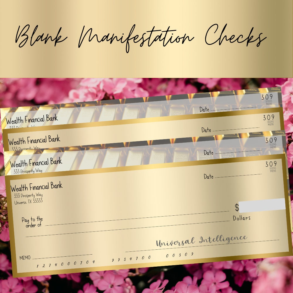 Law of Attraction Blank Checks Manifestation Tool, Money Attraction ...