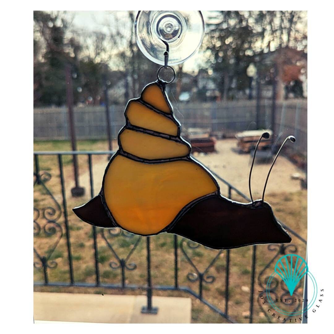 Handmade Stained Glass Snail Window Suncatcher, Garden/plant Ornament ...