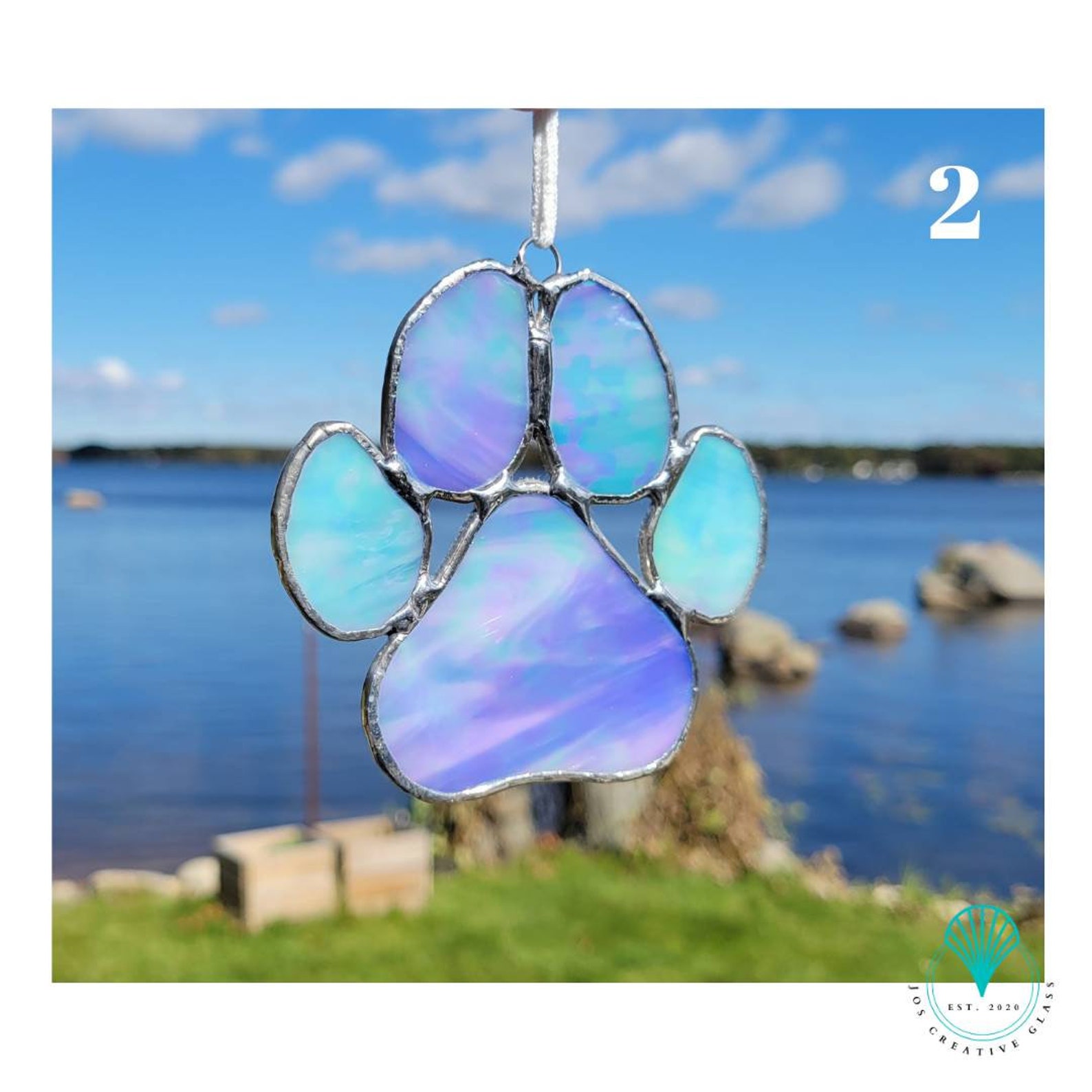Blue Stained Glass Dog Paw, Cat Paw. Animal Lover Gift. - Etsy