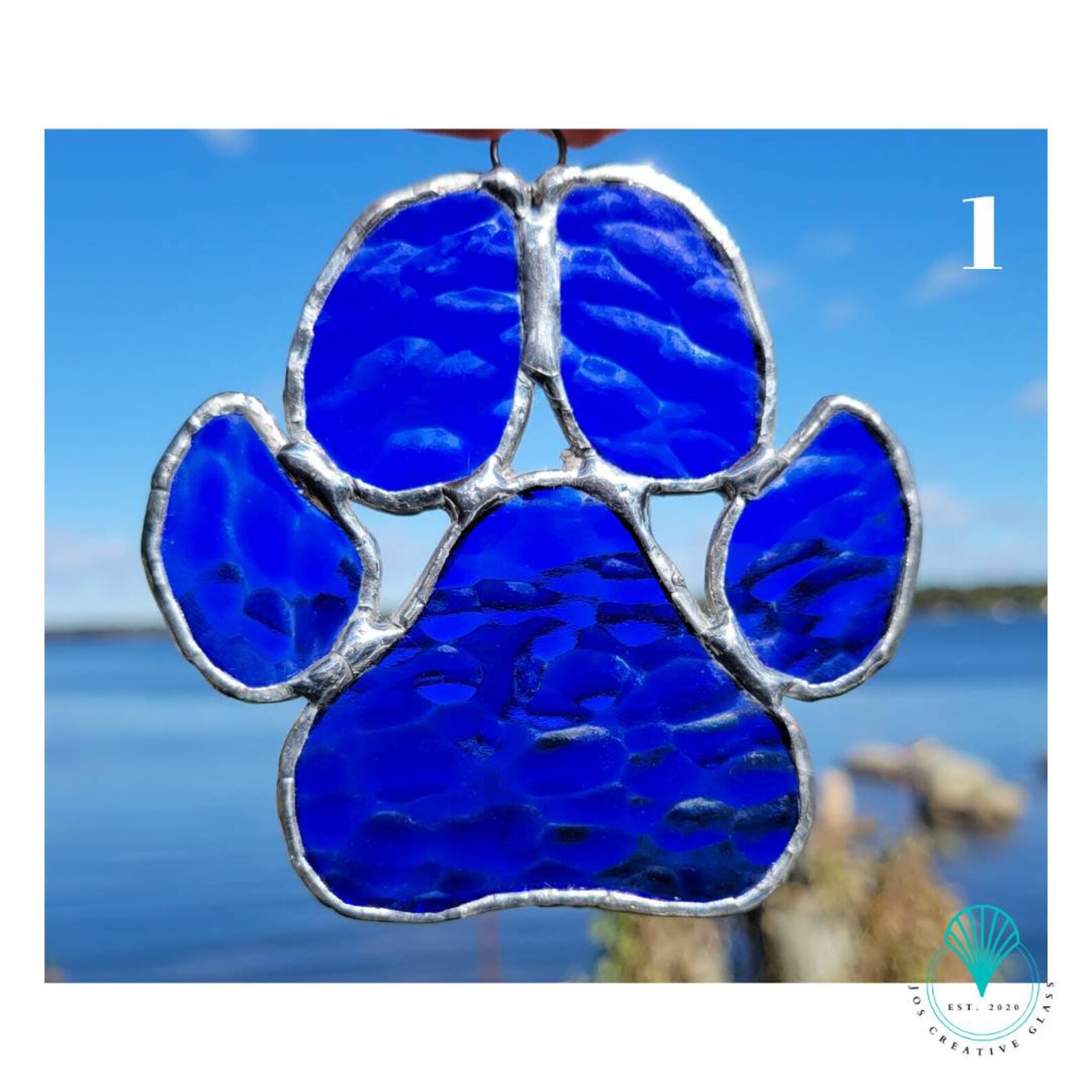 Blue Stained Glass Dog Paw, Cat Paw. Animal Lover Gift. - Etsy