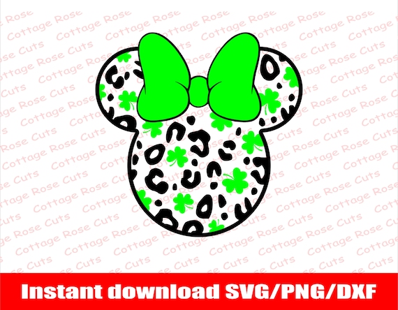 Shamrock Leopard Minnie Mouse Head SVG St. Patrick Minnie | Etsy