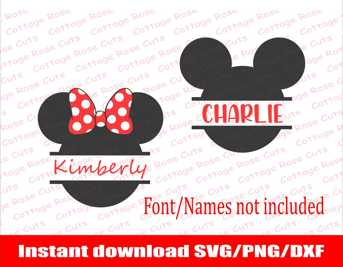 Sliced Mickey and Minnie Mouse SVG, Set of Two Mouse Head SVG, Instant ...
