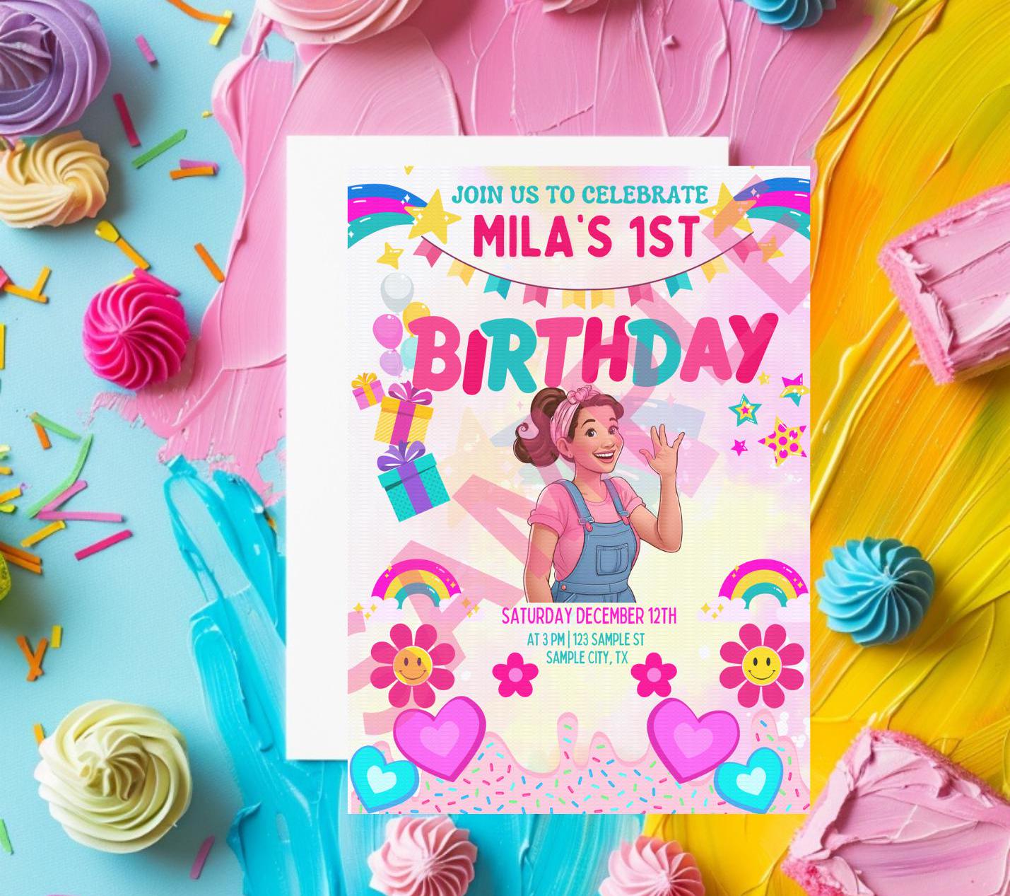 Ms. Rachel Birthday Invitation,colorful Miss Rachel Digital Invitation ...