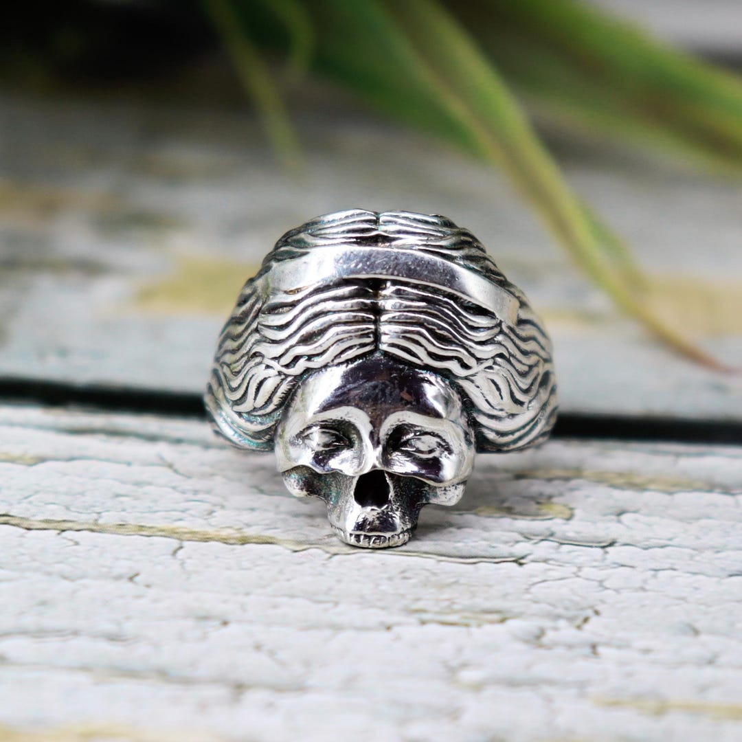 Gothic Men's Skull Ring, Stackable Ring, Skull Eternity Ring, Unisex ...