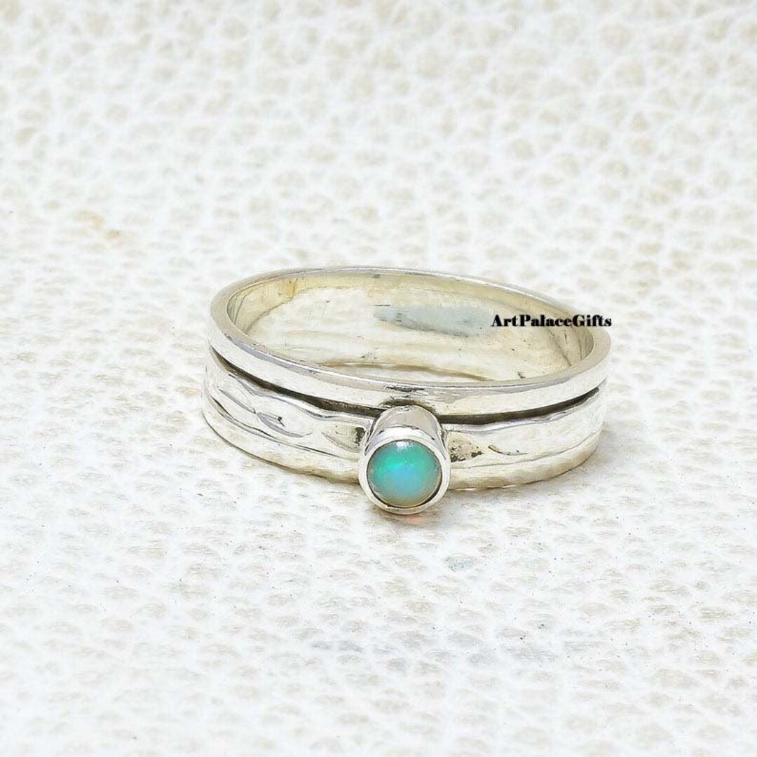 Natural Opal 925 Silver Spinner Ring: Anxiety Fidget Ring - Etsy