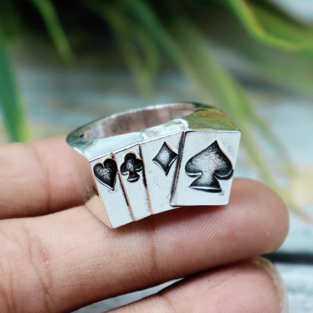 Silver Ace Ring, Gambling Cards Ring, 925 Sterling Silver, Vegas Ring ...
