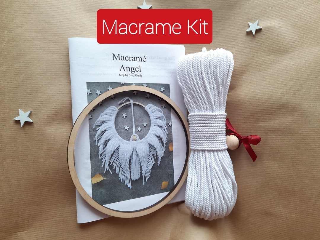 DIY Macrame Angel Kit, Beginner Craft Set for Adult, Boho Home Decor ...