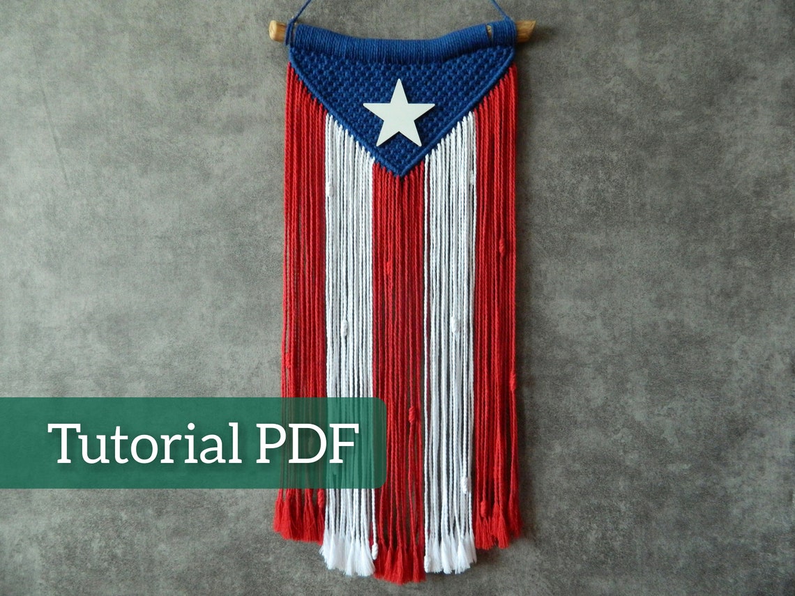 Puerto Rico Flag Tutorial for Beginners DIY Yarn Wall Hanging - Etsy