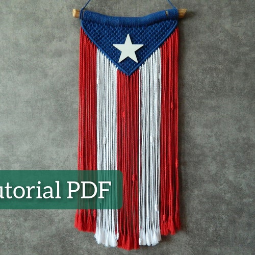 Puerto Rico Flag Tutorial for Beginners DIY Yarn Wall Hanging - Etsy
