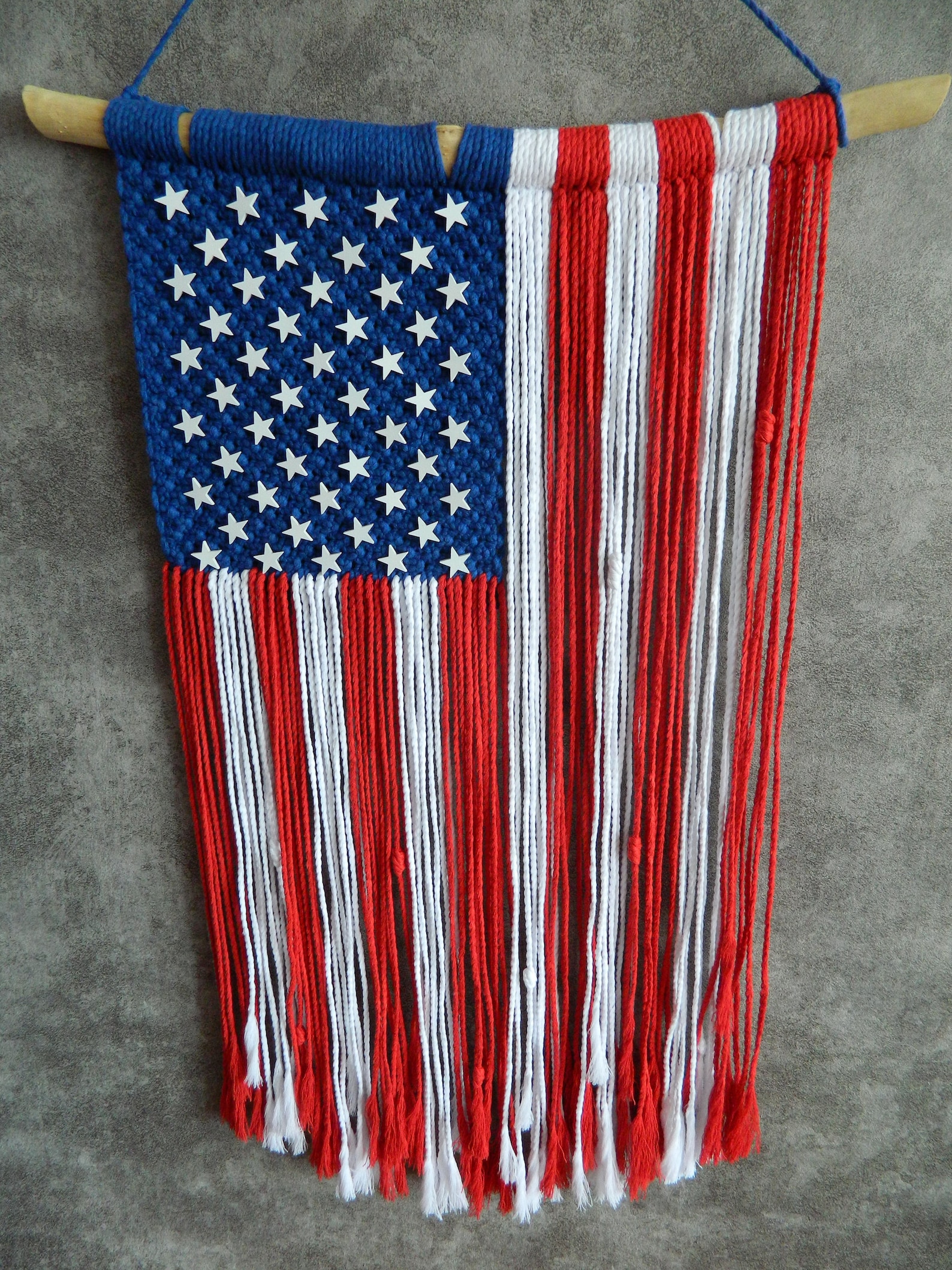 American Flag, Large Macrame Wall Hanging Pattern, United States Flag ...