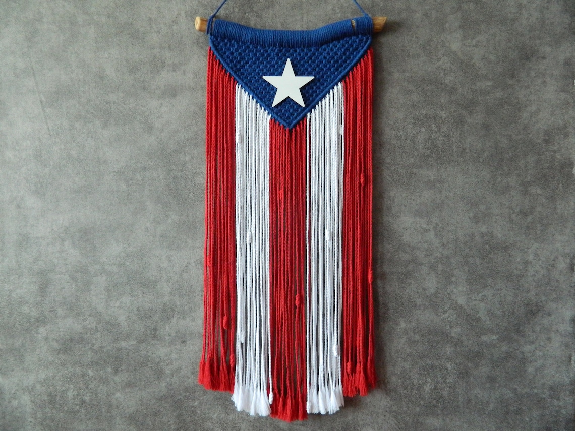 Puerto Rico Flag Tutorial for Beginners, DIY Yarn Wall Hanging Pattern ...
