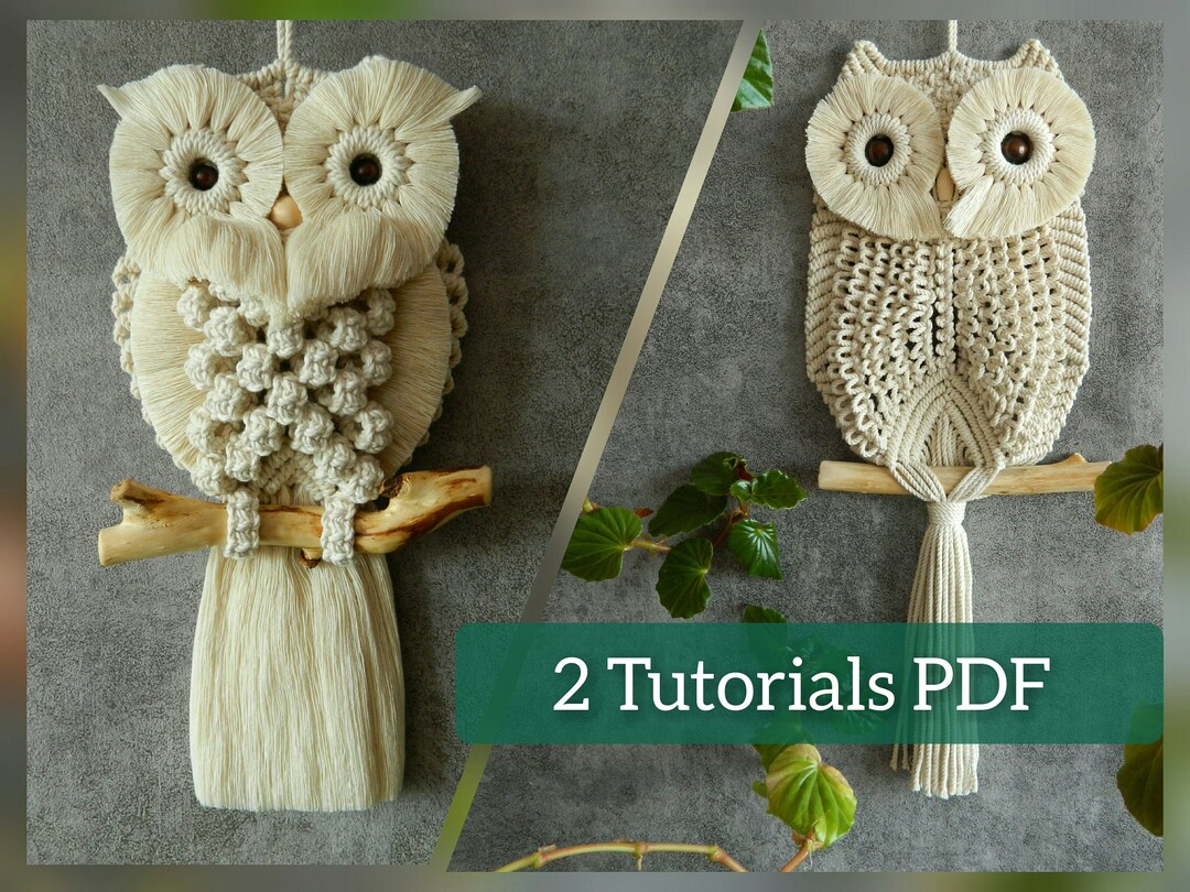 Macrame Pattern PDF Suitable for Beginners, DIY Set of 2 Owl Tutorials ...