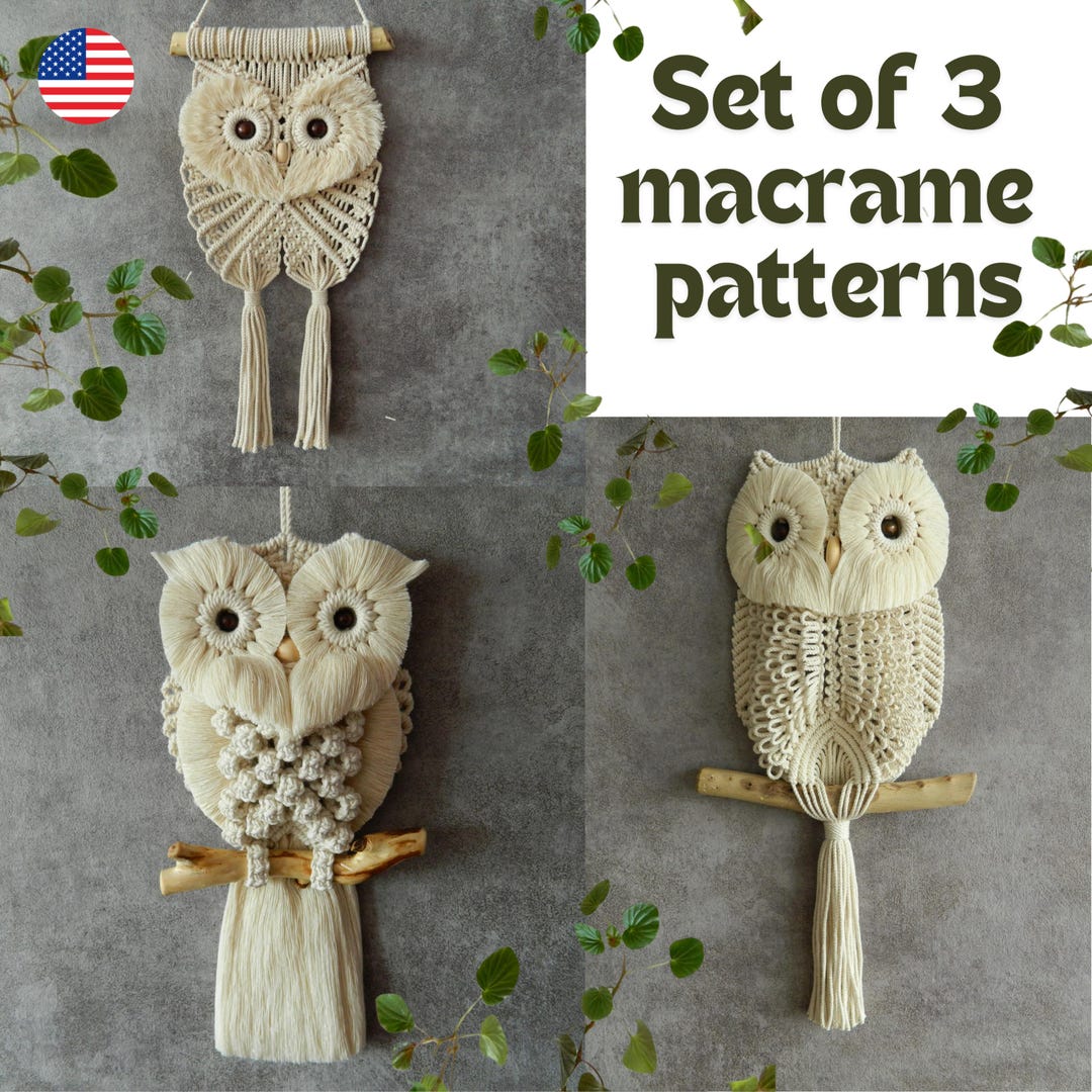 DIY 3 Easy Owl Tutorials, Macrame Wall Hanging Patterns for Beginners ...