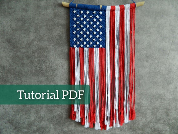 American Flag Large Macrame Wall Hanging Pattern United - Etsy